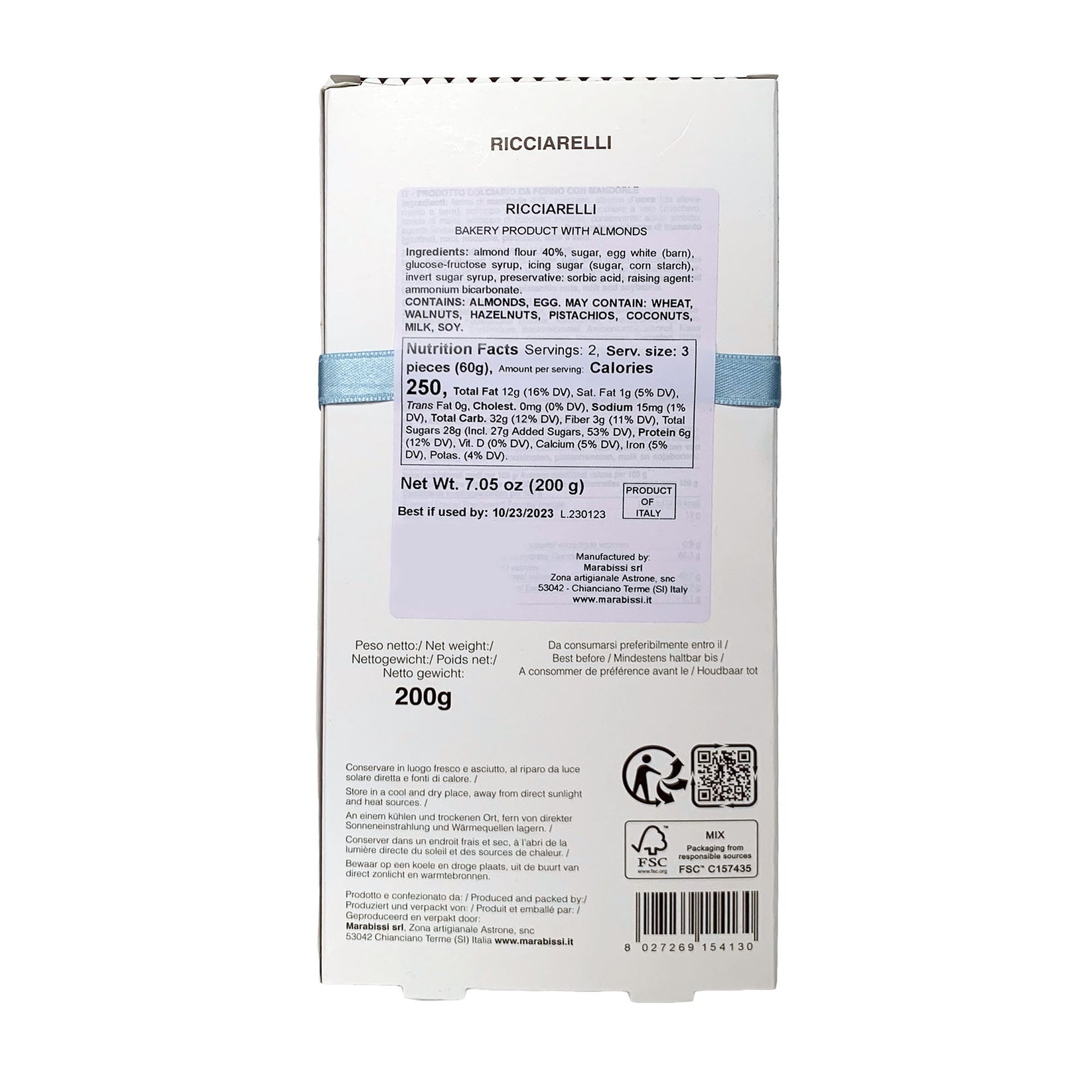 Marabissi Italian Ricciarelli di Siena Cookies (Soft & Chewy Almond Co ...